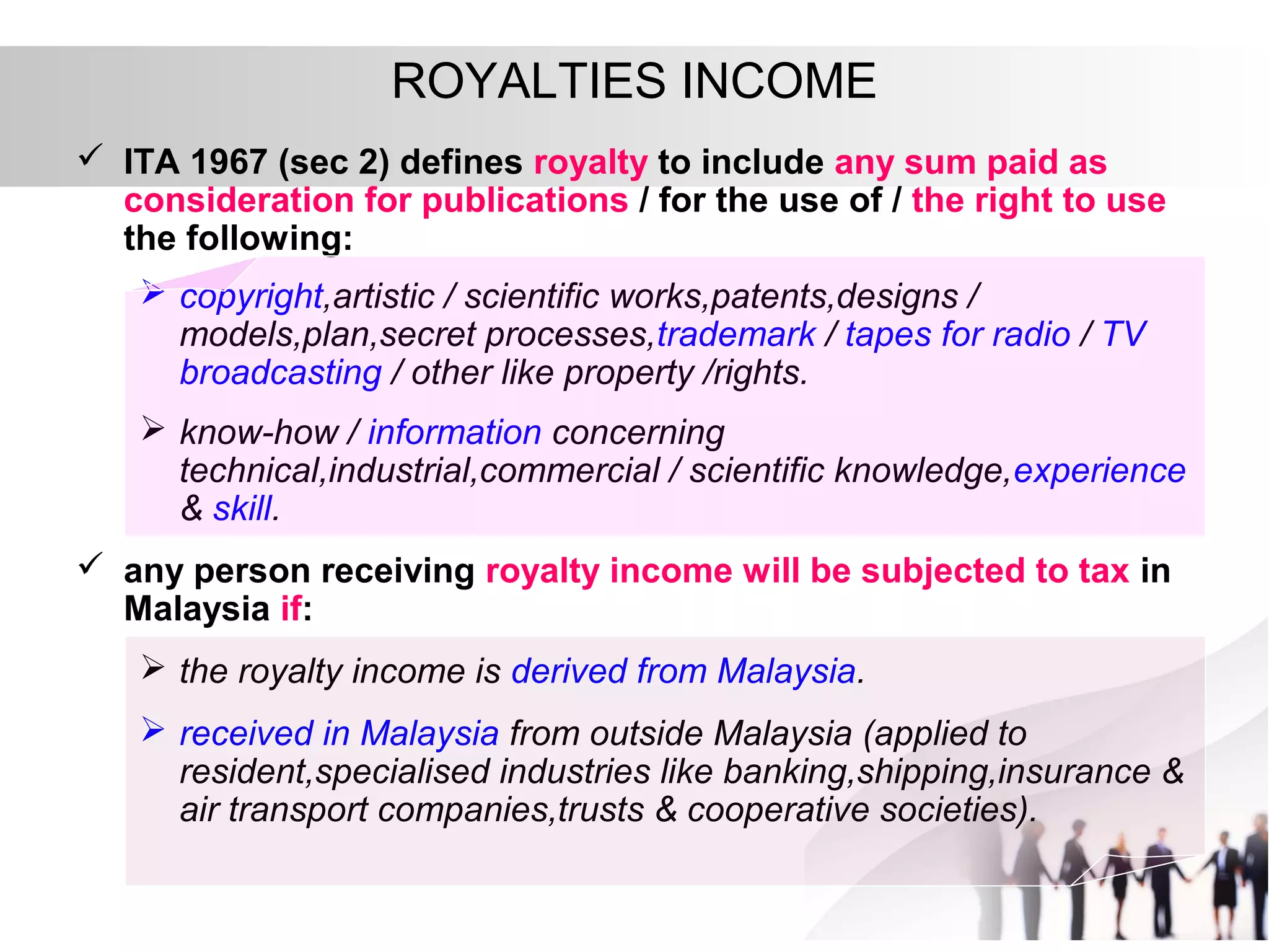 Taxation principles: Dividend, Interest, Rental, Royalty and Other ...