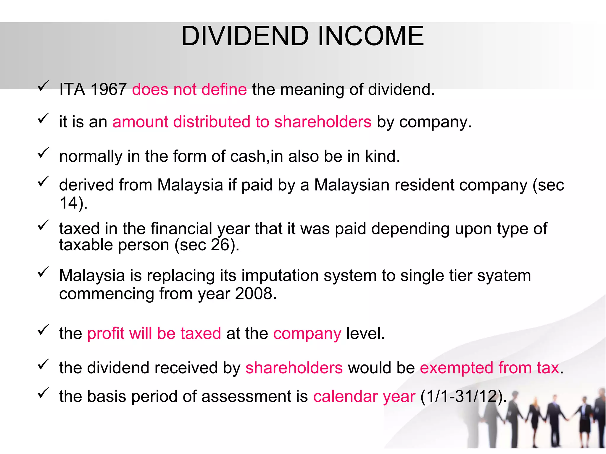 Taxation principles: Dividend, Interest, Rental, Royalty and Other ...