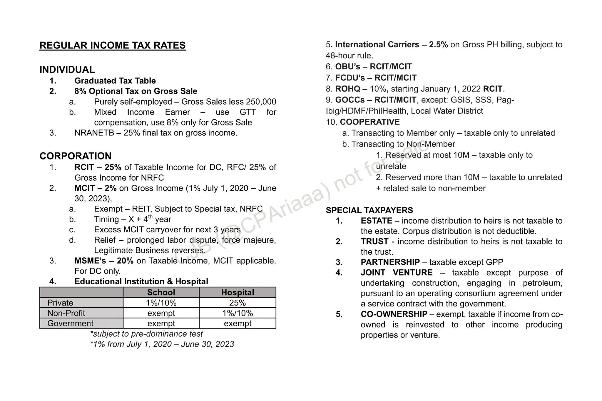 Quick notes in Income Taxation authored by Tabag | PDF