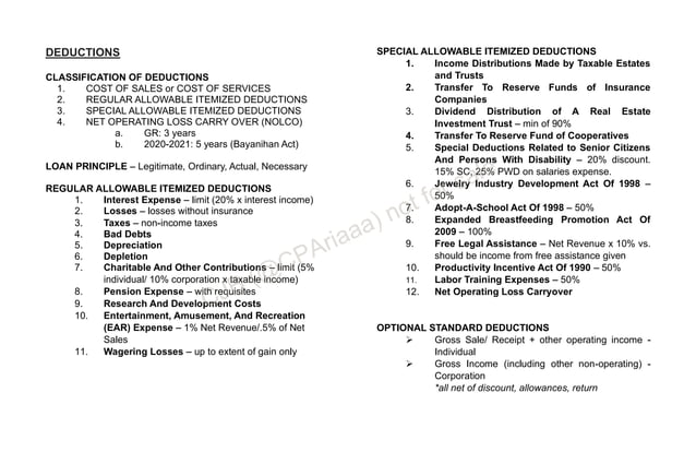 Quick notes in Income Taxation authored by Tabag | PDF | Home Financing ...