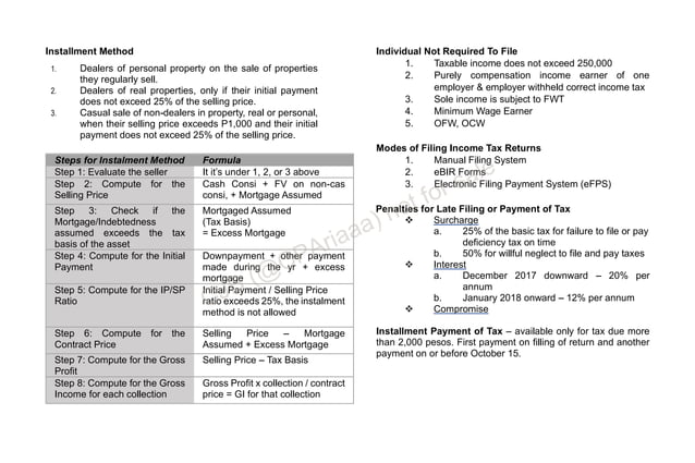 Quick notes in Income Taxation authored by Tabag | PDF | Home Financing ...