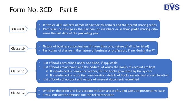 Tax audit report form 3 ca, 3cb and 3cd
