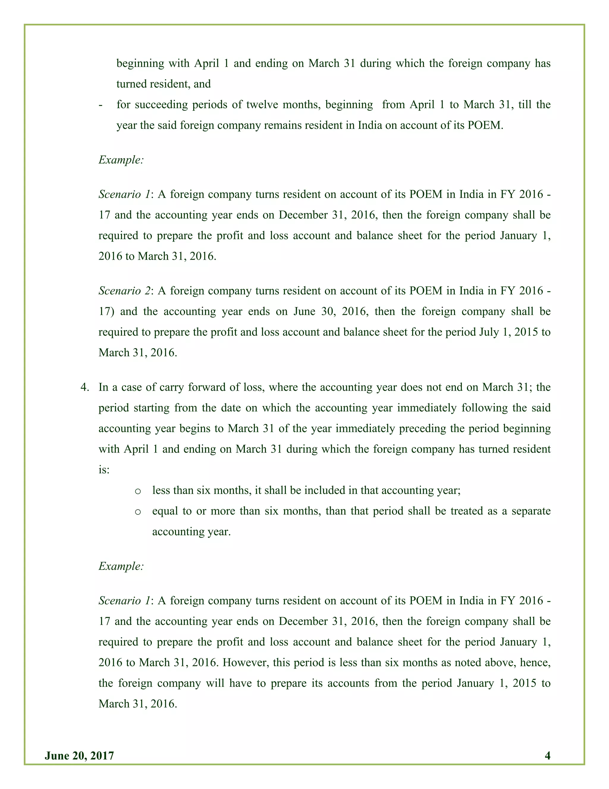 Tax Bulletin Draft Notification on POEM - Section 115JH of the Act | PDF