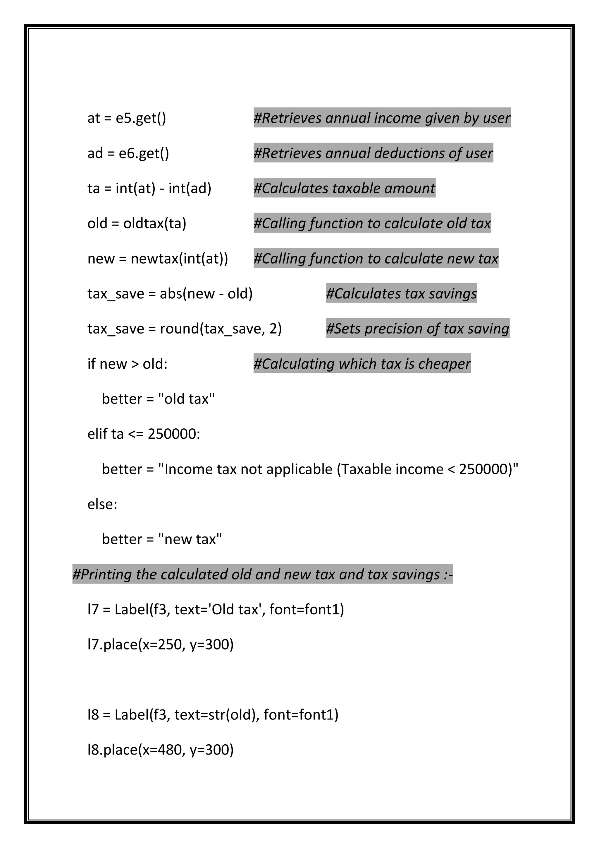 INT213 Project Report: Income Tax Calculator | PDF