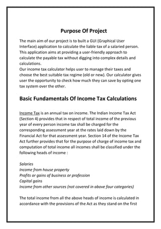 INT213 Project Report: Income Tax Calculator | PDF