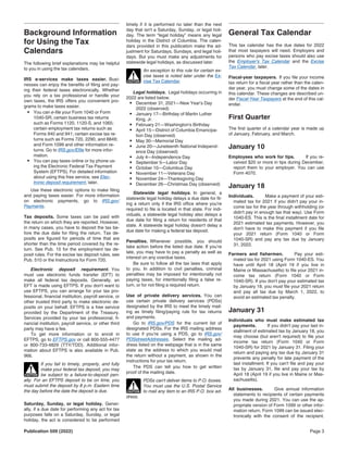 Tax calendar change pub 509 | PDF