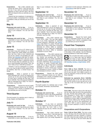 Tax calendar change pub 509 | PDF
