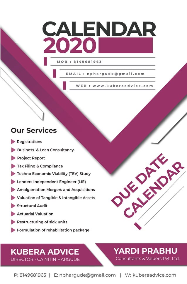 Tax compliance calendar 2020 | PDF