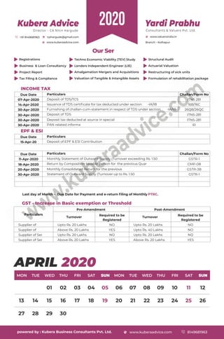 Tax compliance calendar 2020 | PDF