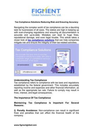 Tax Compliance Solutions Reducing Risk and Ensuring Accuracy.docx