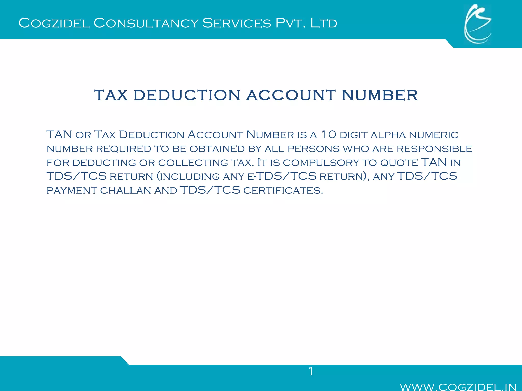 TAX DEDUCTION ACCOUNT NUMBER | PPT