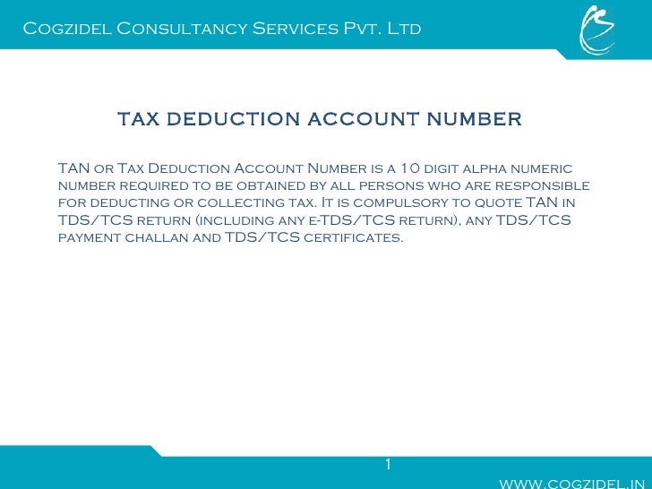 TAX DEDUCTION ACCOUNT NUMBER