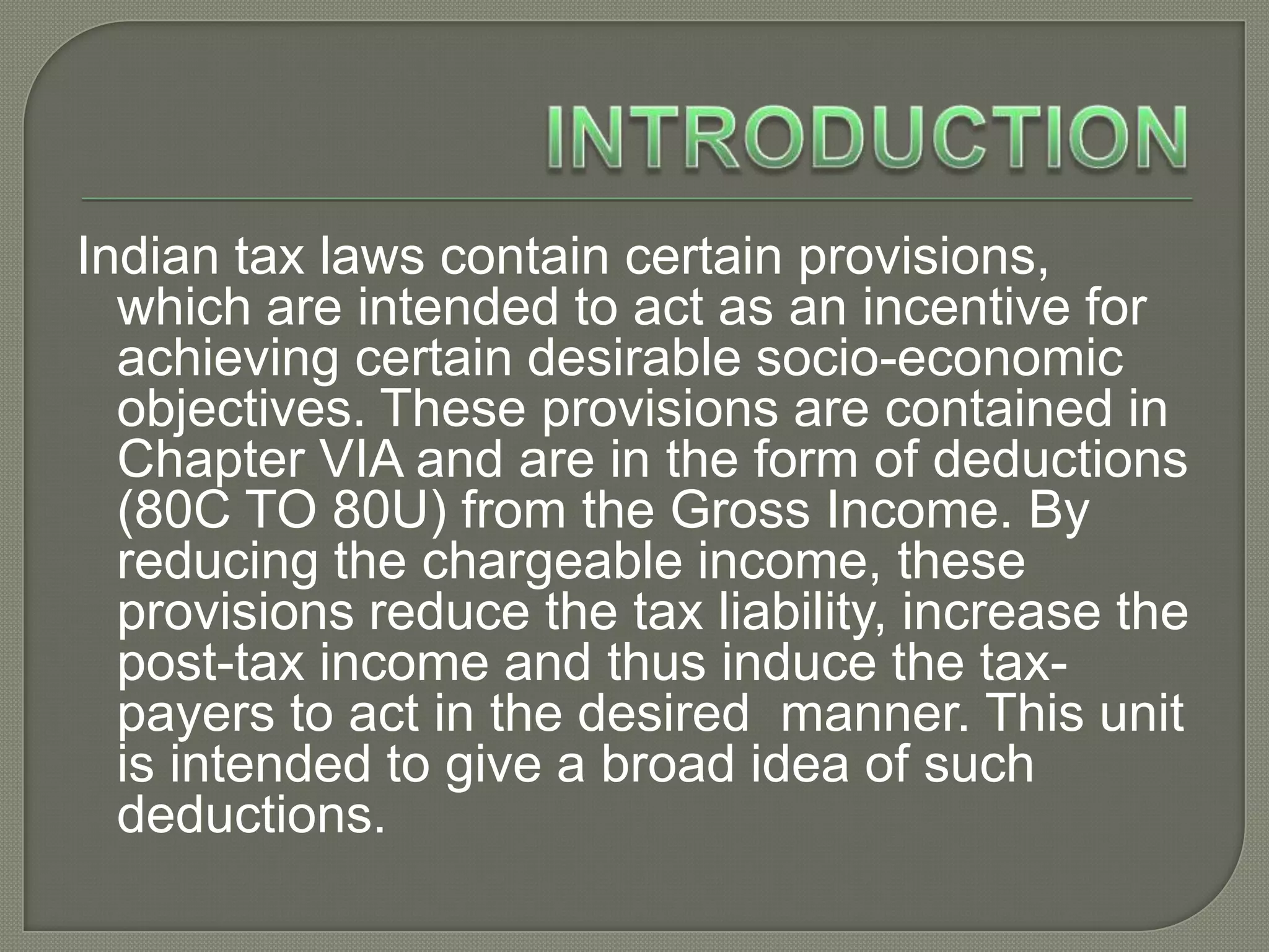 Tax deductions u/s 80c to 80u | PPTX