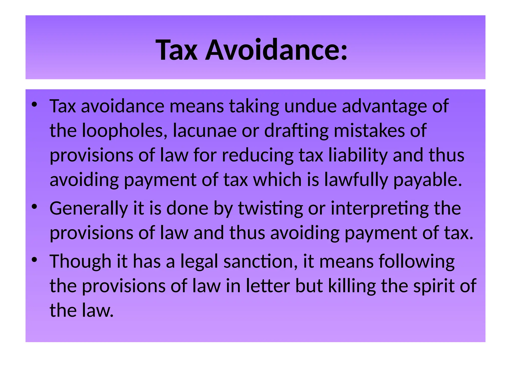 Tax evasion, Tax planning & Tax avoidance.pptx