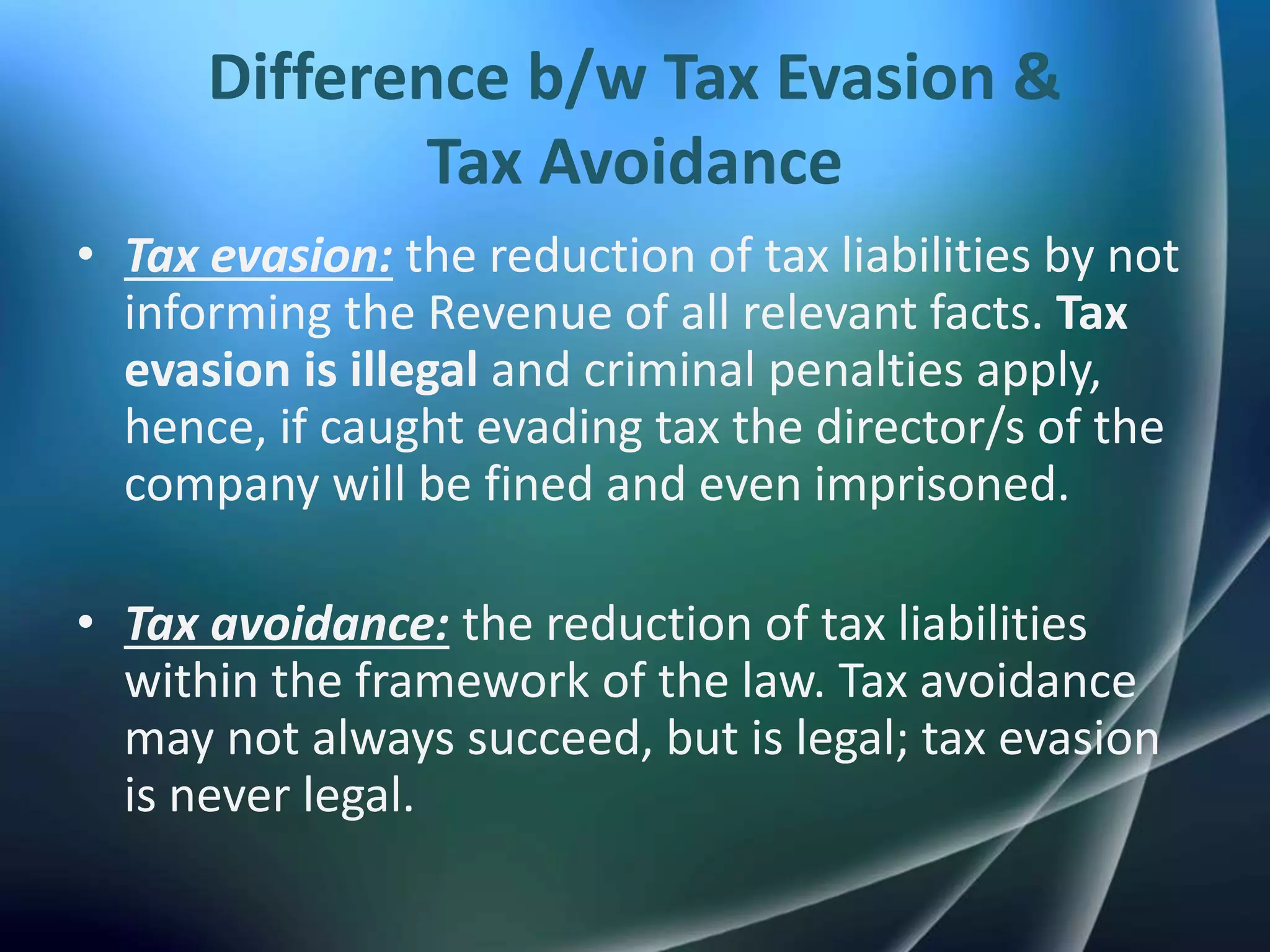 Tax evasion & tax avoidance | PPTX