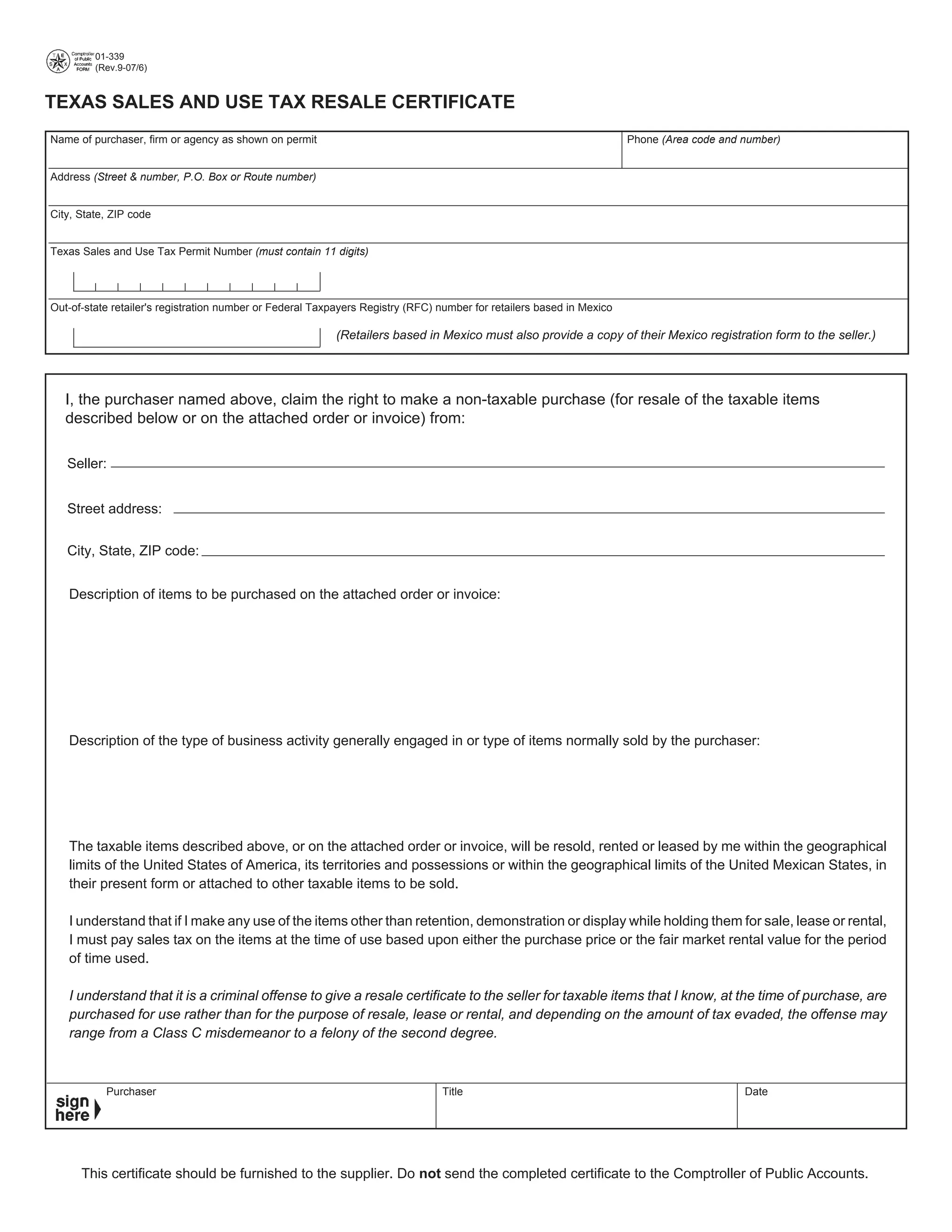 Tax excempt form | PDF