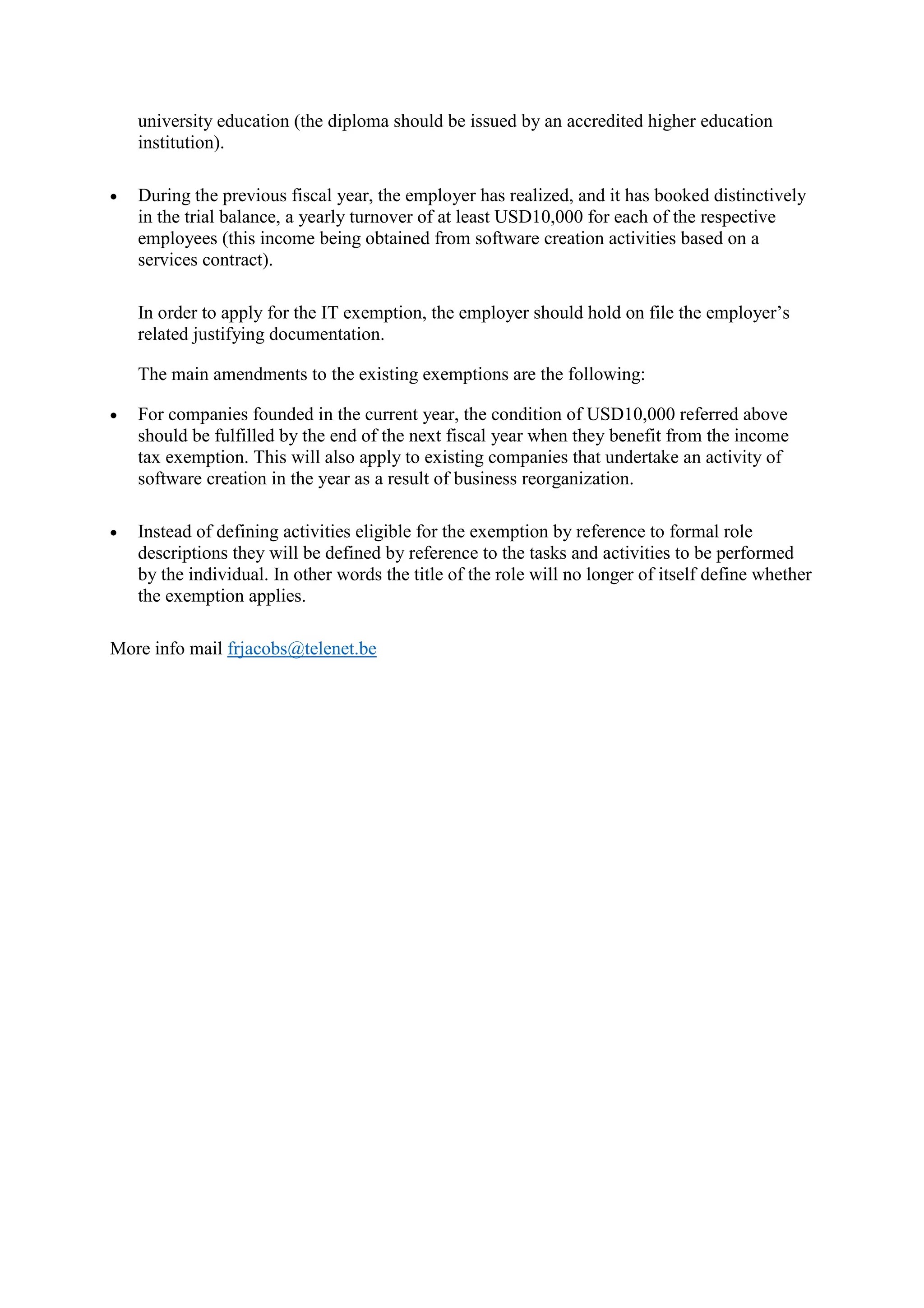 Tax exemption for ICT employees in Romania | PDF