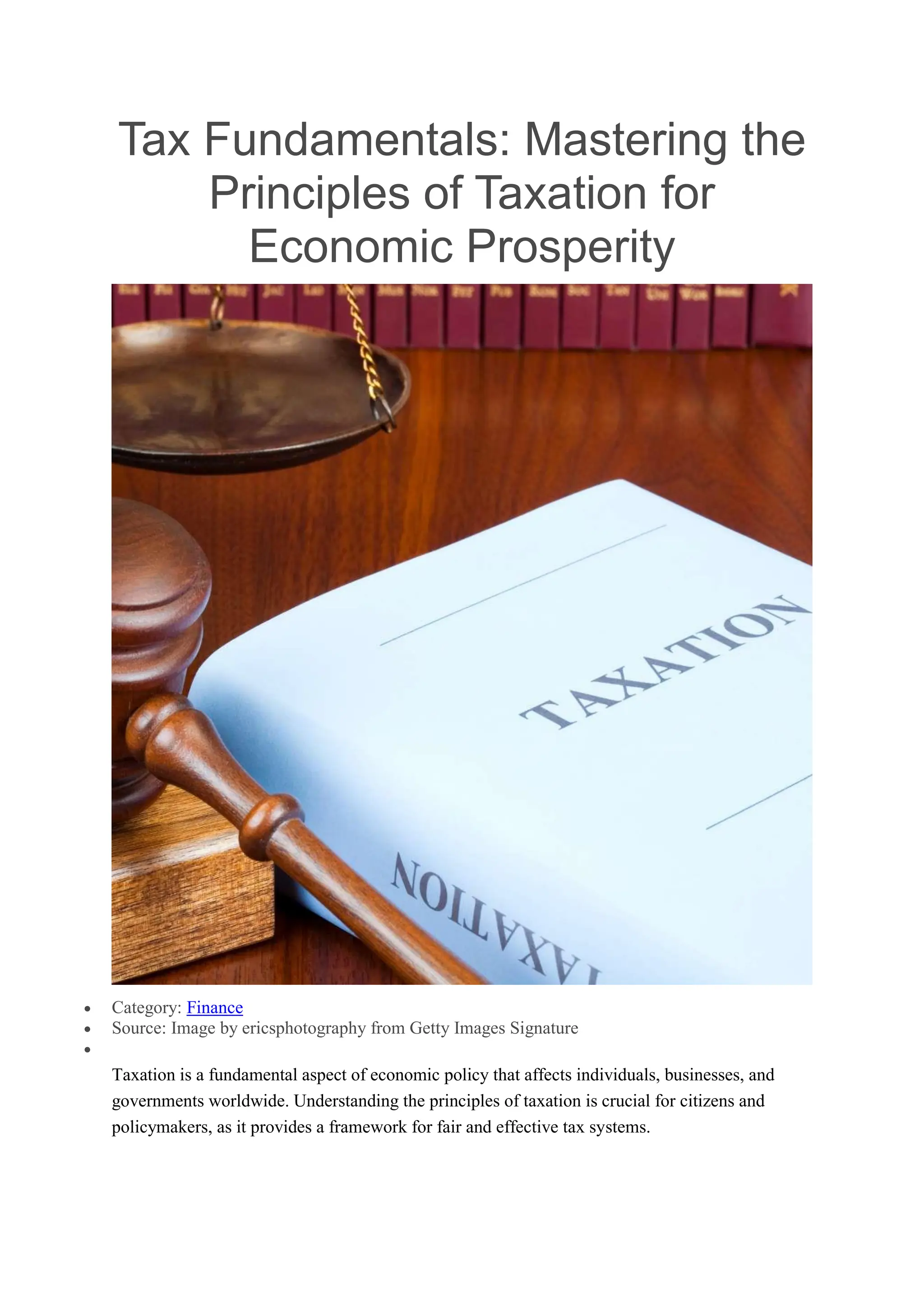 7 Best Principles of Taxation for Economic Prosperity | Mr. Business ...