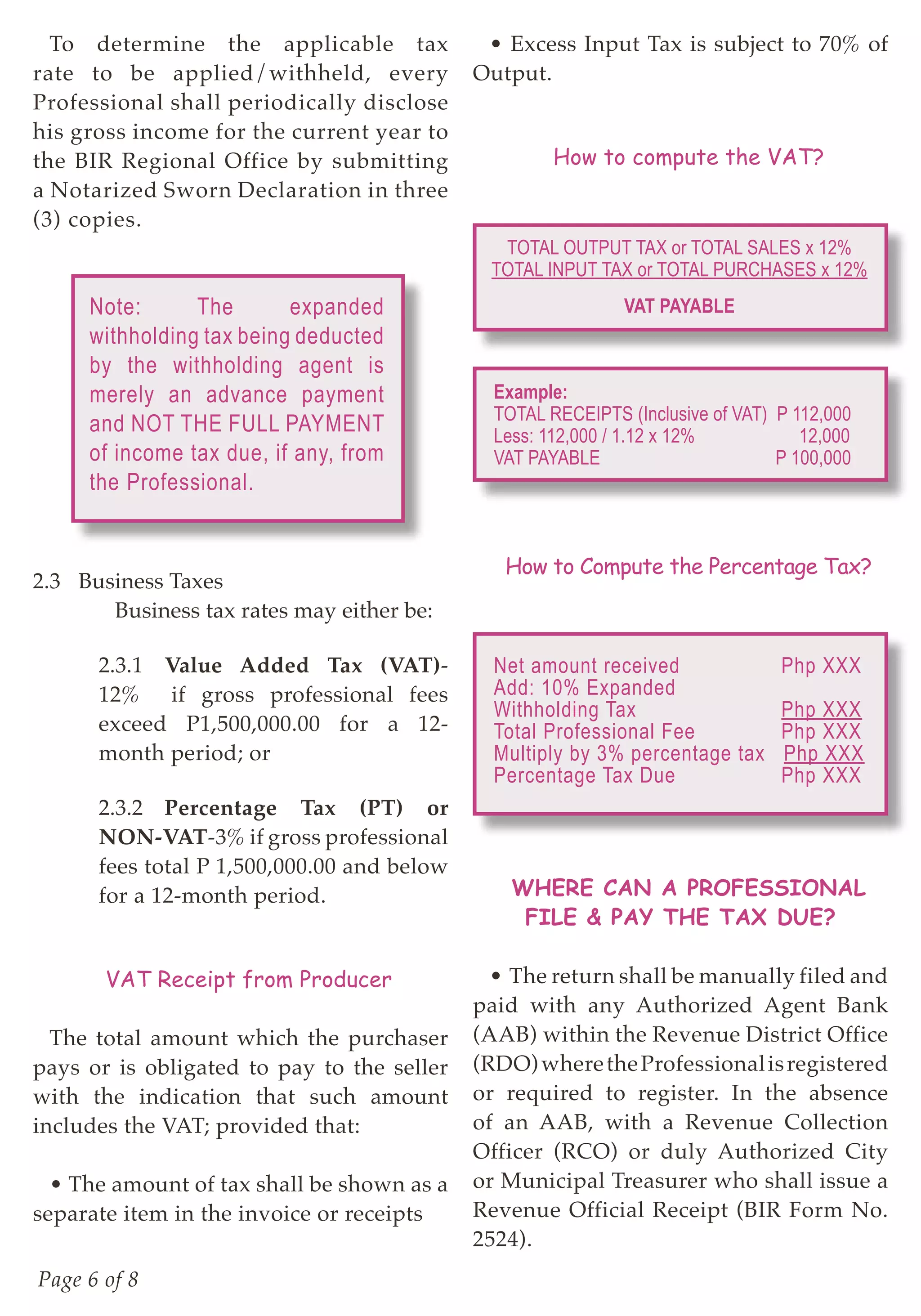 BIR Tax guide | PDF