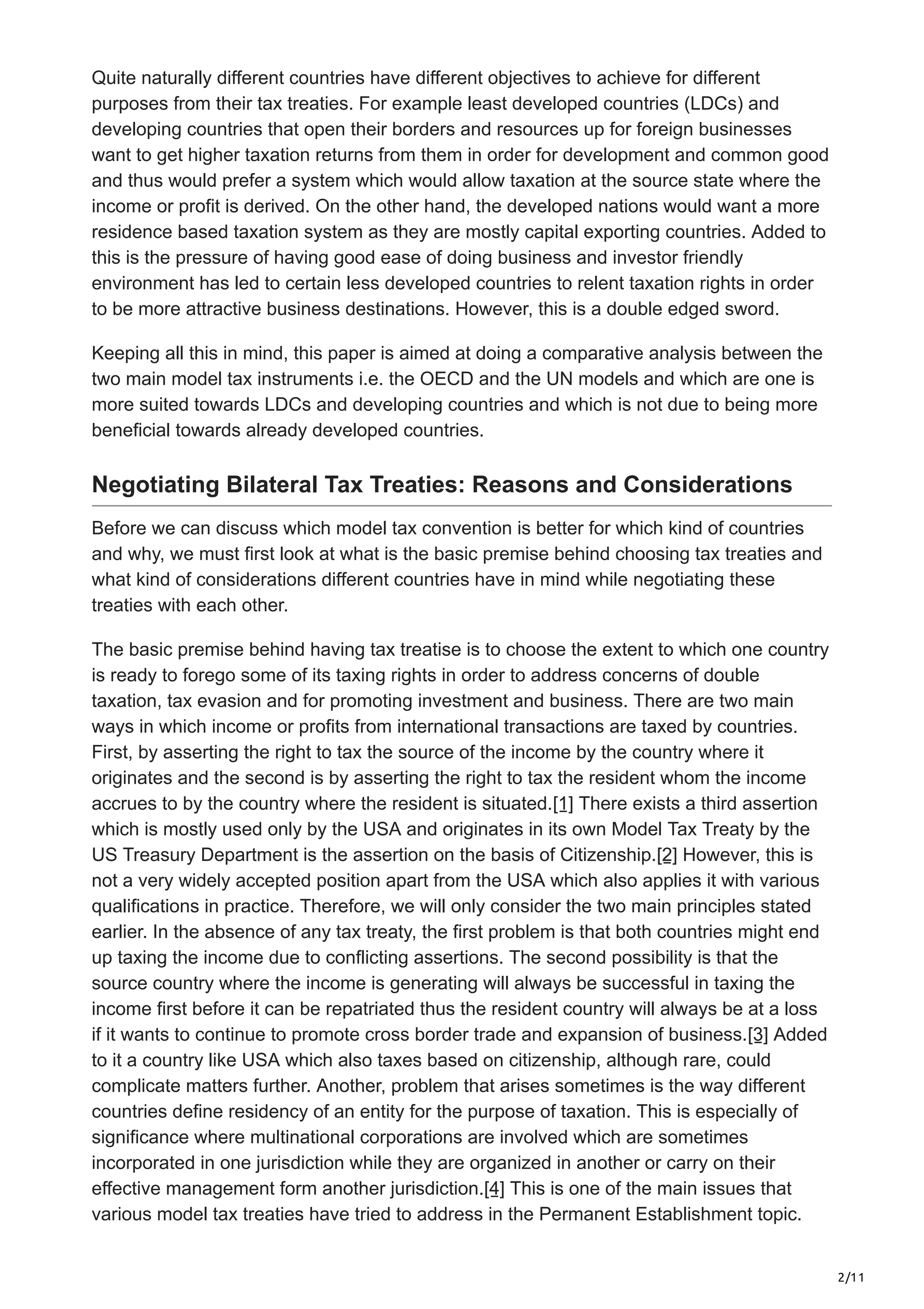 UN Model Tax Convention Vs OECD Model Tax Convention Significance of ...