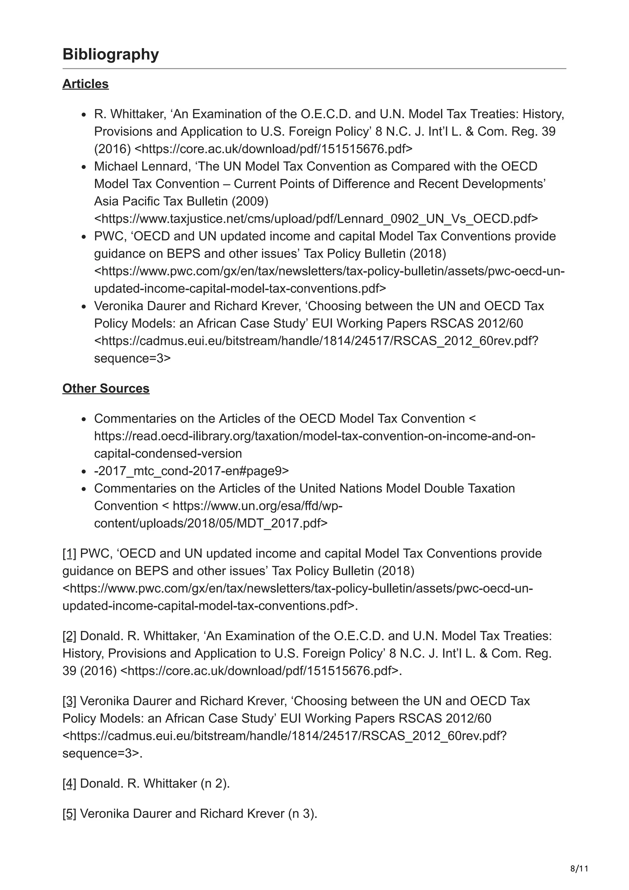 UN Model Tax Convention Vs OECD Model Tax Convention Significance of ...