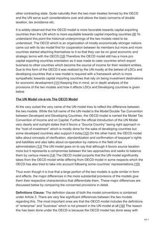 UN Model Tax Convention Vs OECD Model Tax Convention Significance of Distinction | PDF