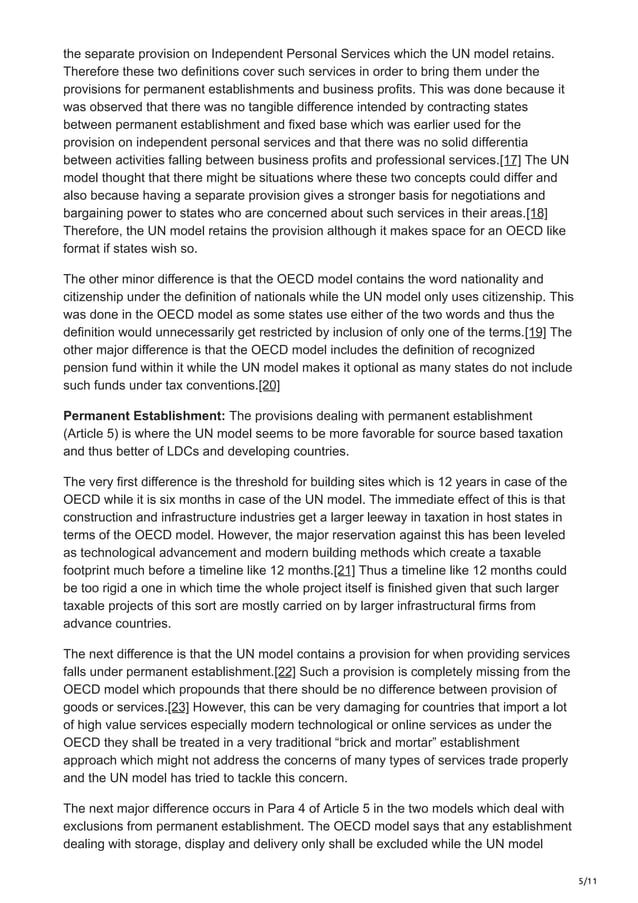 UN Model Tax Convention Vs OECD Model Tax Convention Significance of ...
