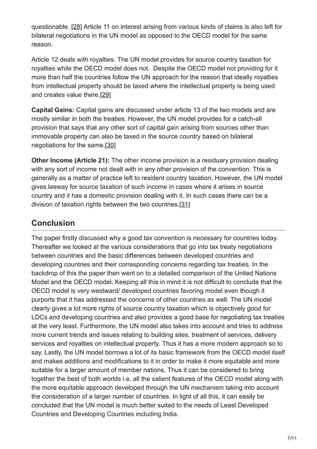 UN Model Tax Convention Vs OECD Model Tax Convention Significance of ...