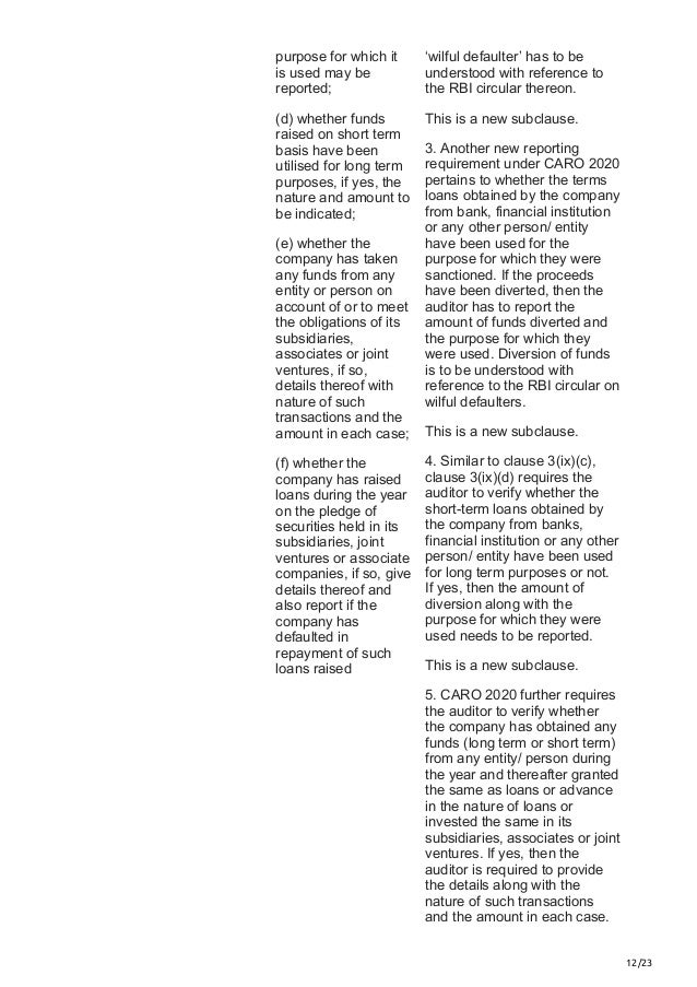 Comparative summary of CARO 2016 vs CARO 2020 | PDF | Business ...