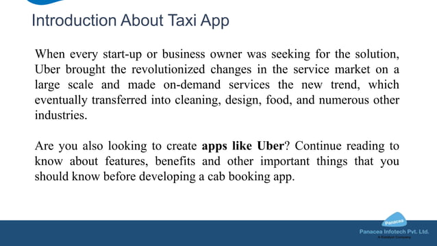 Taxi booking app development | PPT