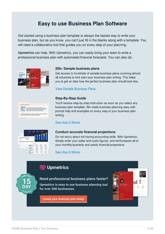 Taxi Company Business Plan Example | Upmetrics | PDF