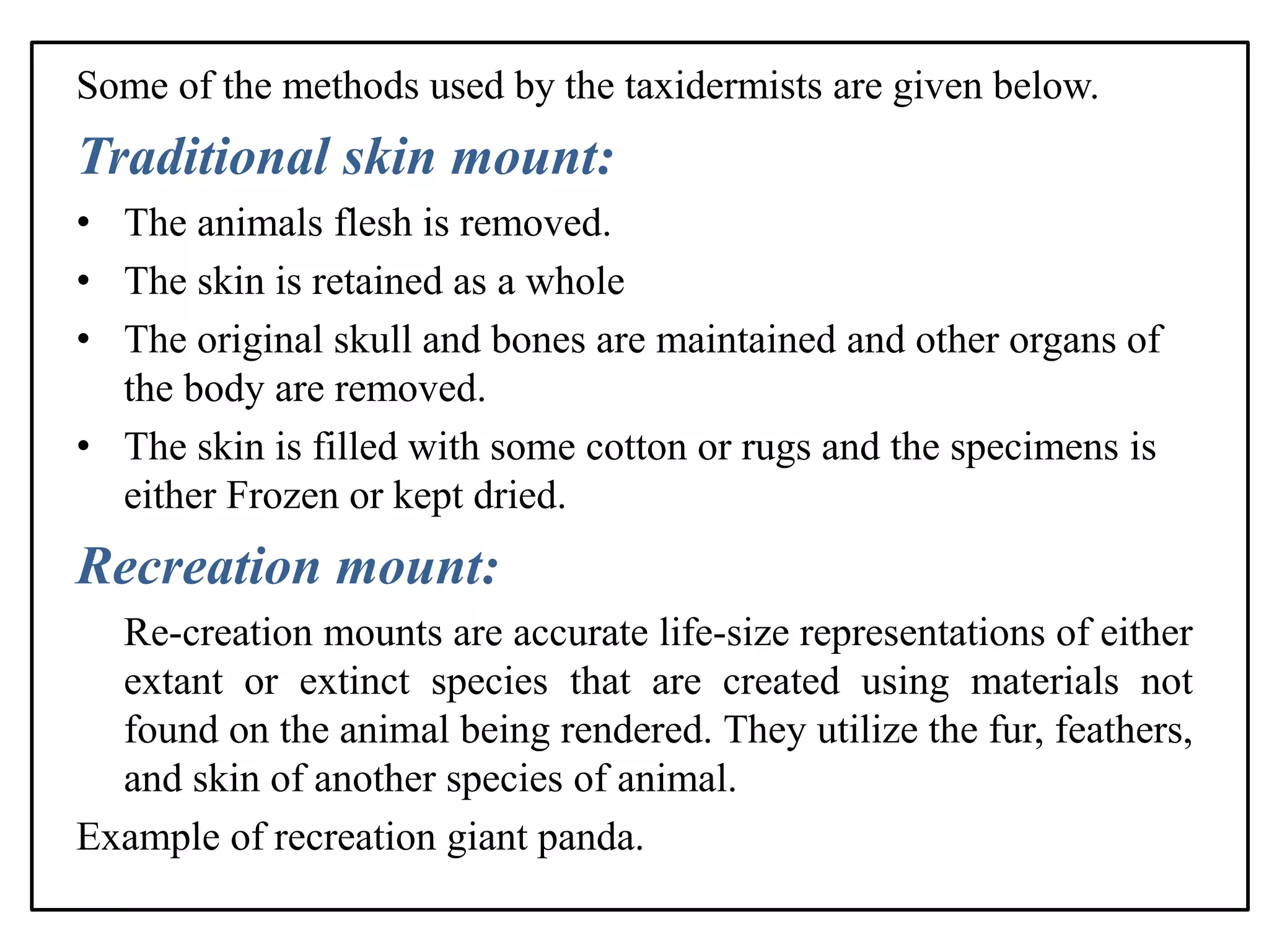 Taxidermy of Animals by Tahaa Saeed | PPTX