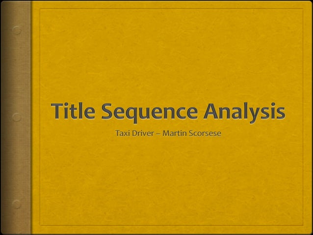 Taxi Driver - Title Sequence Analysis | PDF