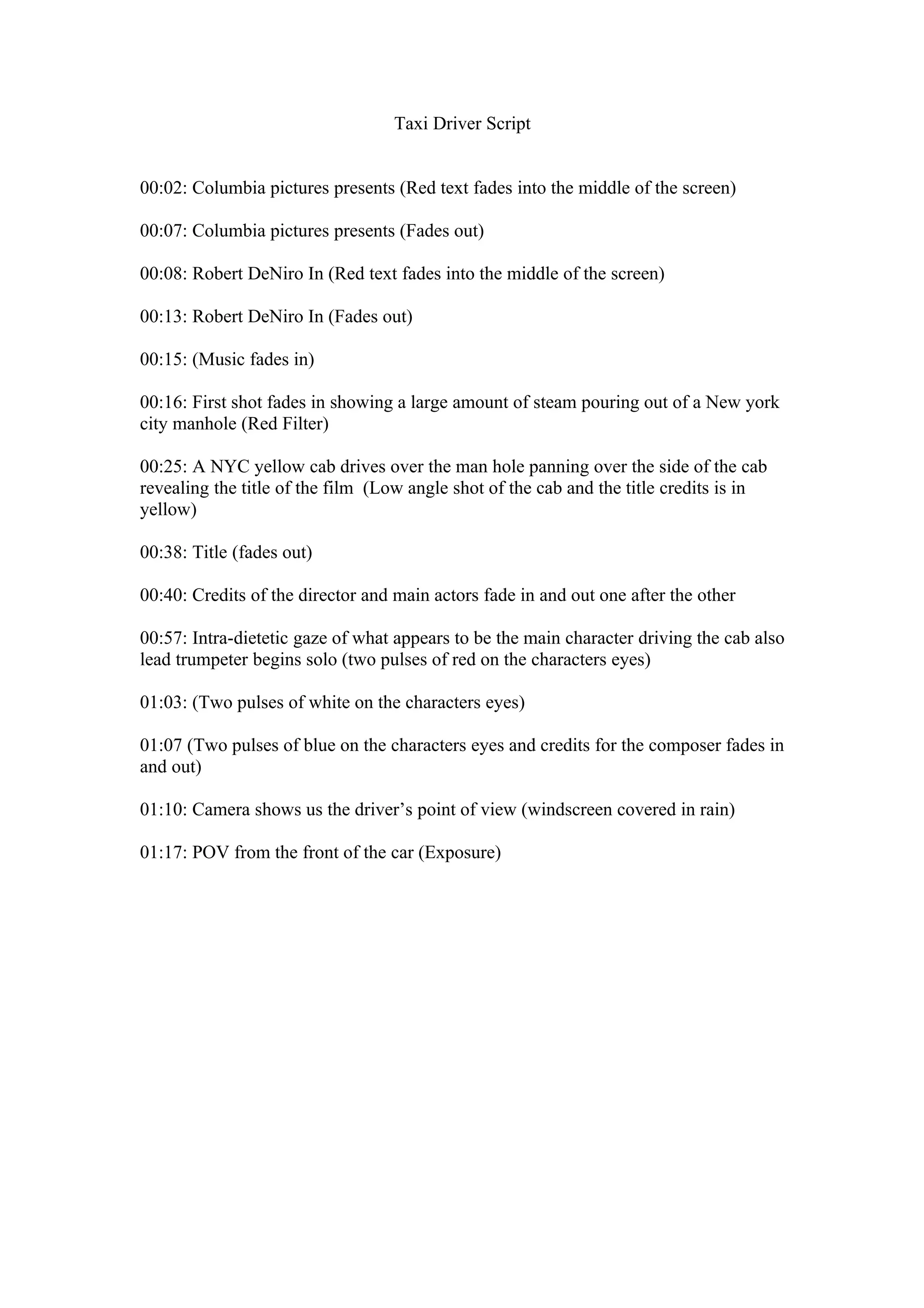 Taxi driver script | DOC