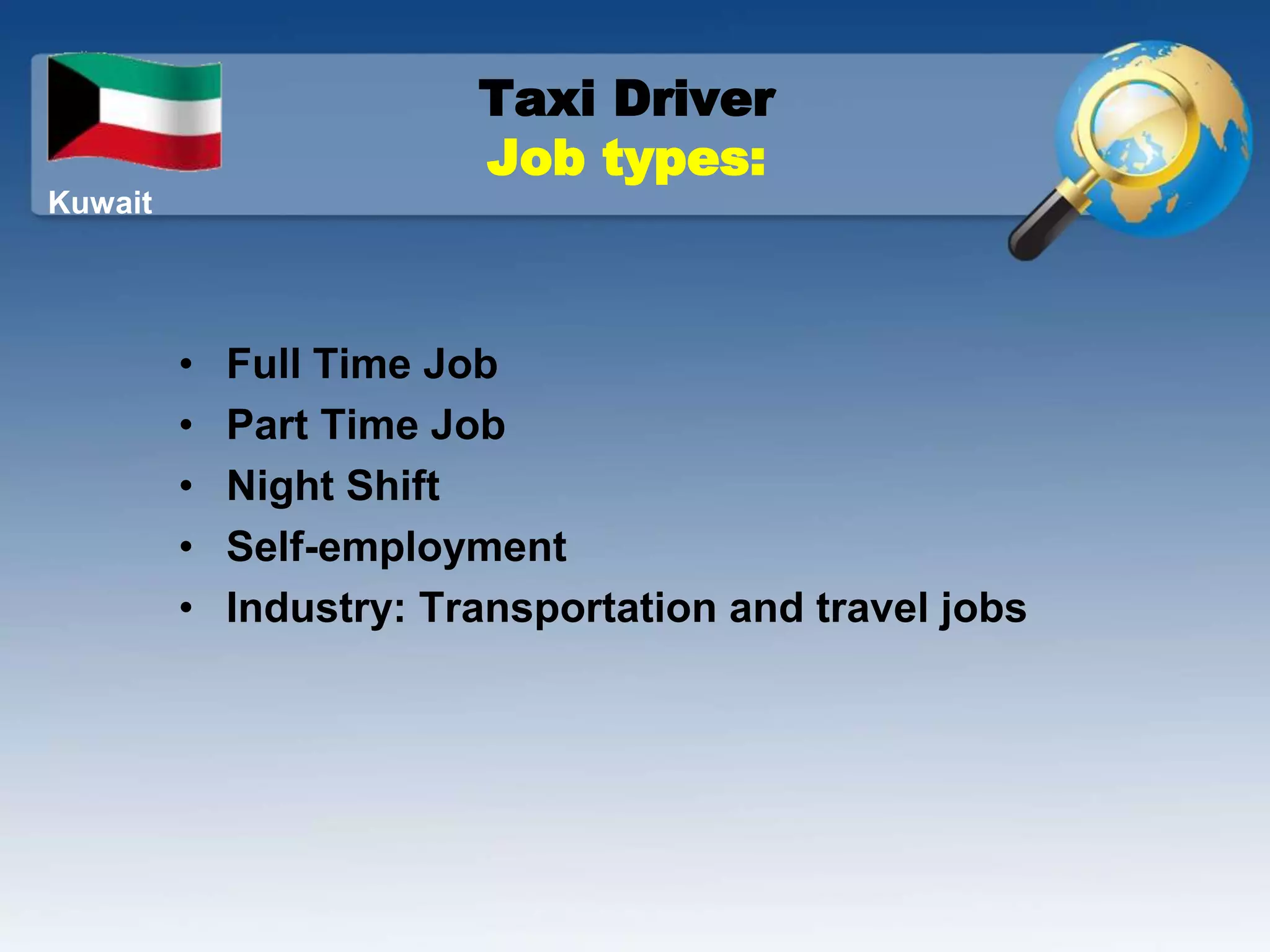 Taxi Driver in Kuwait | PPT | Free Download