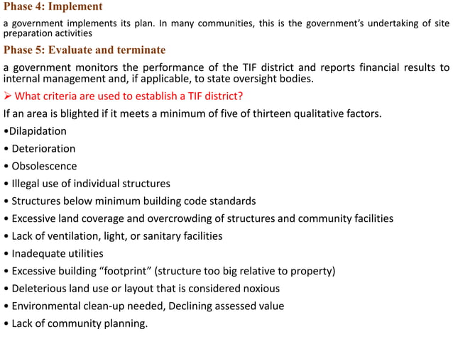 Tax increment financing (TIF) | PPTX | Government Support and Welfare ...