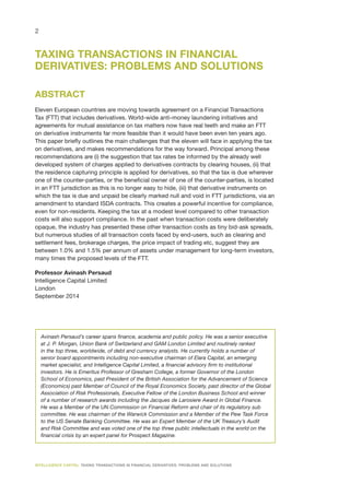 Taxing derivatives transactions: PERSAUD | PDF
