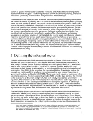 Taxing the informal economy challenges, possibiliites and remaining ...