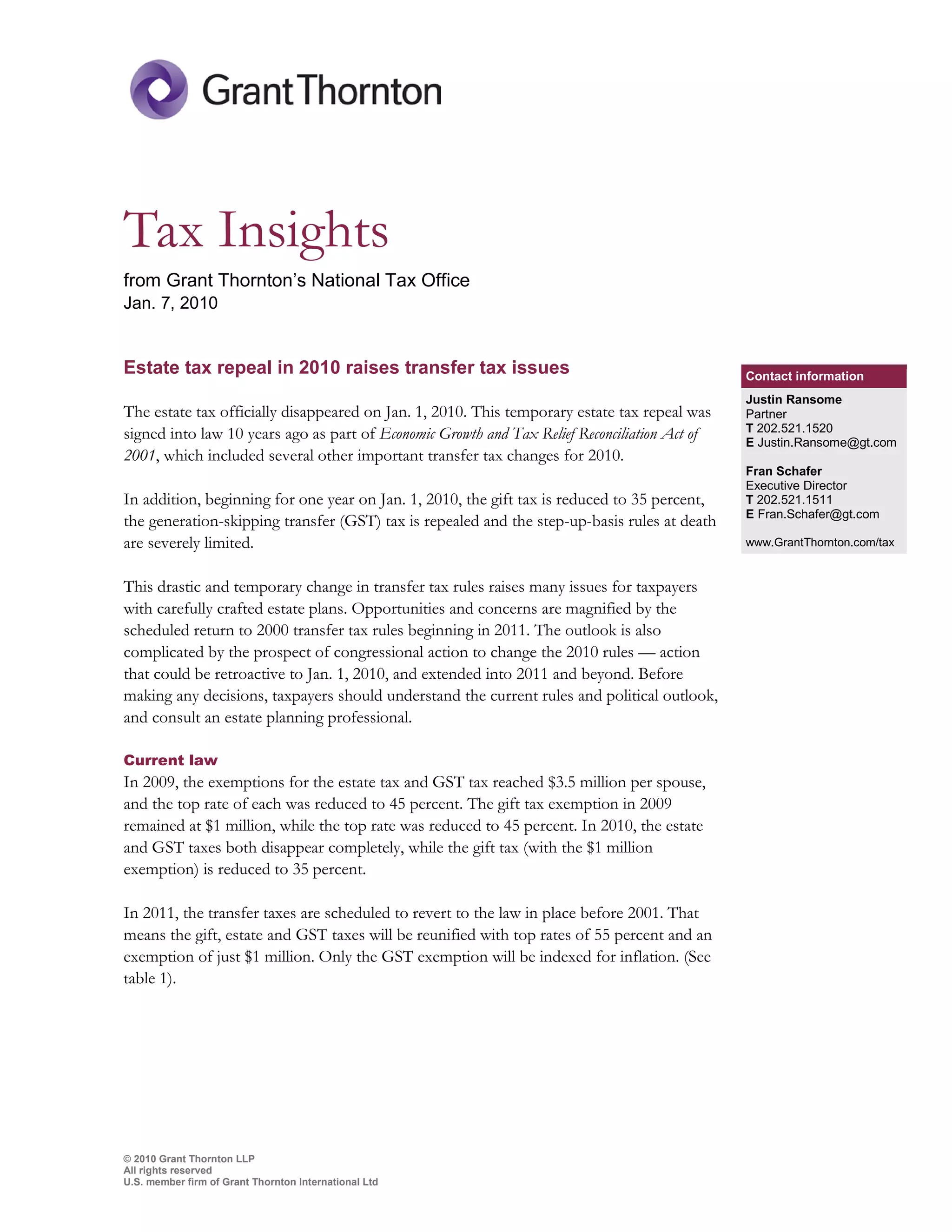 Estate Tax Repeal | PDF