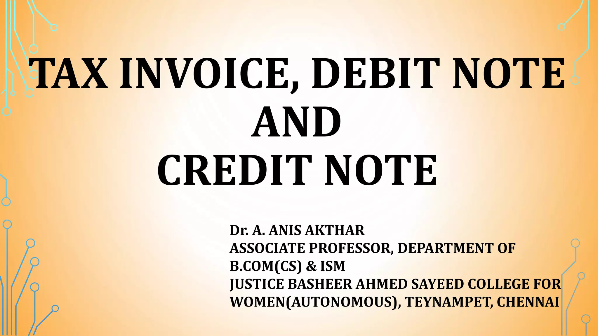 Tax invoice , credit ntote and debit note | PPTX