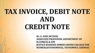 Tax invoice , credit ntote and debit note | PPTX