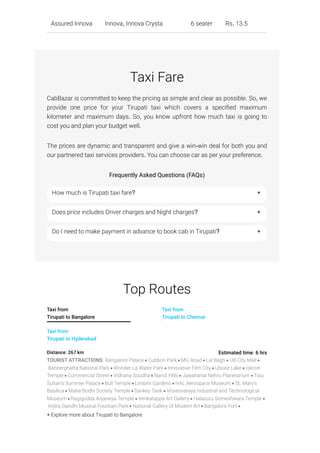 Taxi Service in Tirupati | Outstation Cabs Tirupati | PDF | Rail Travel | Travel Type