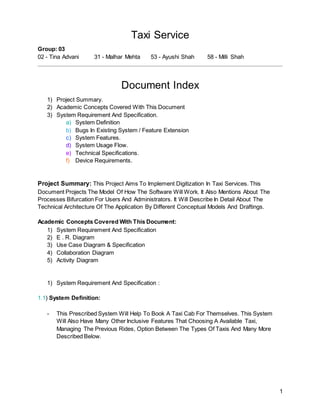 Taxi service UML | DOCX