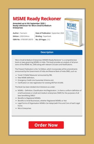 Taxmann's MSME Ready Reckoner | PDF