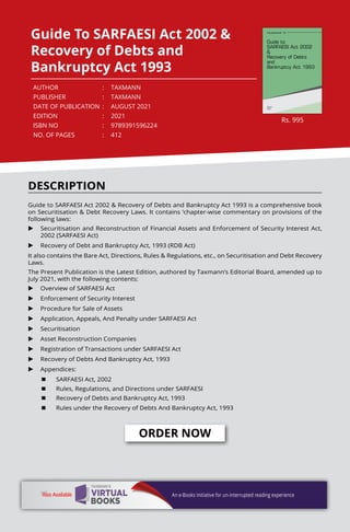 Taxmann's Guide to SARFAESI Act 2002 & Recovery of Debts and Bankruptcy Act 1993 | PDF