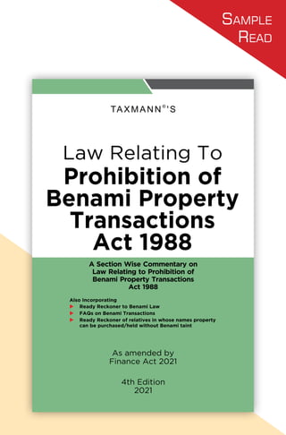 Taxmann's Law Relating To Prohibition of Benami Property Transactions Act 1988 | PDF | Law