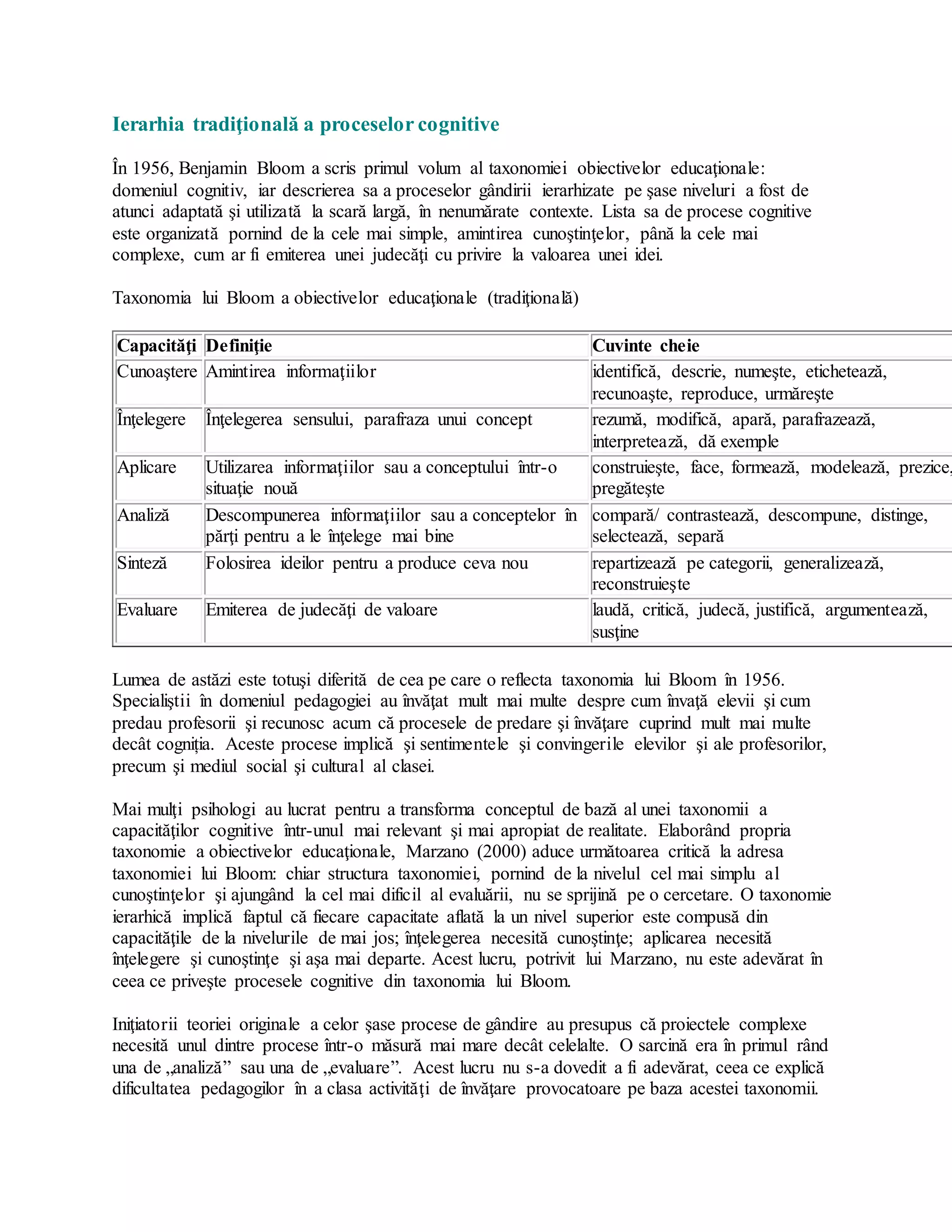 Taxonomia lui bloom | DOCX