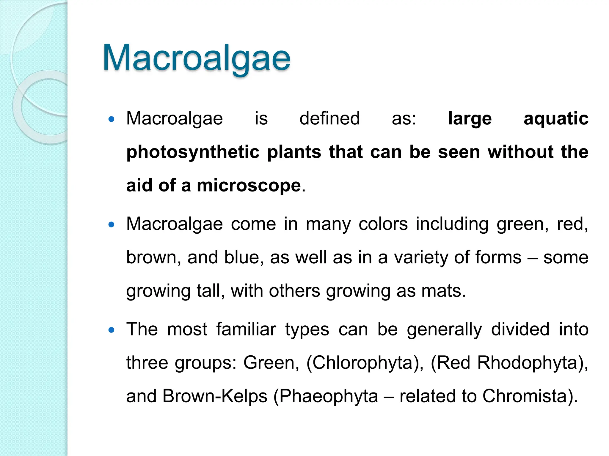 Taxonomic identification of micro and macro algae | PPTX
