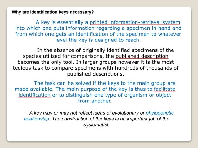 Taxonomic keys | PPTX