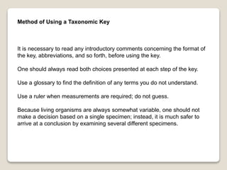 Taxonomic keys | PPTX